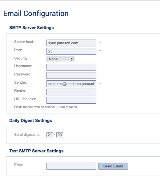 Email Configuration Soatest And Virtualize With Ctp 2022 2 Parasoft Documentation