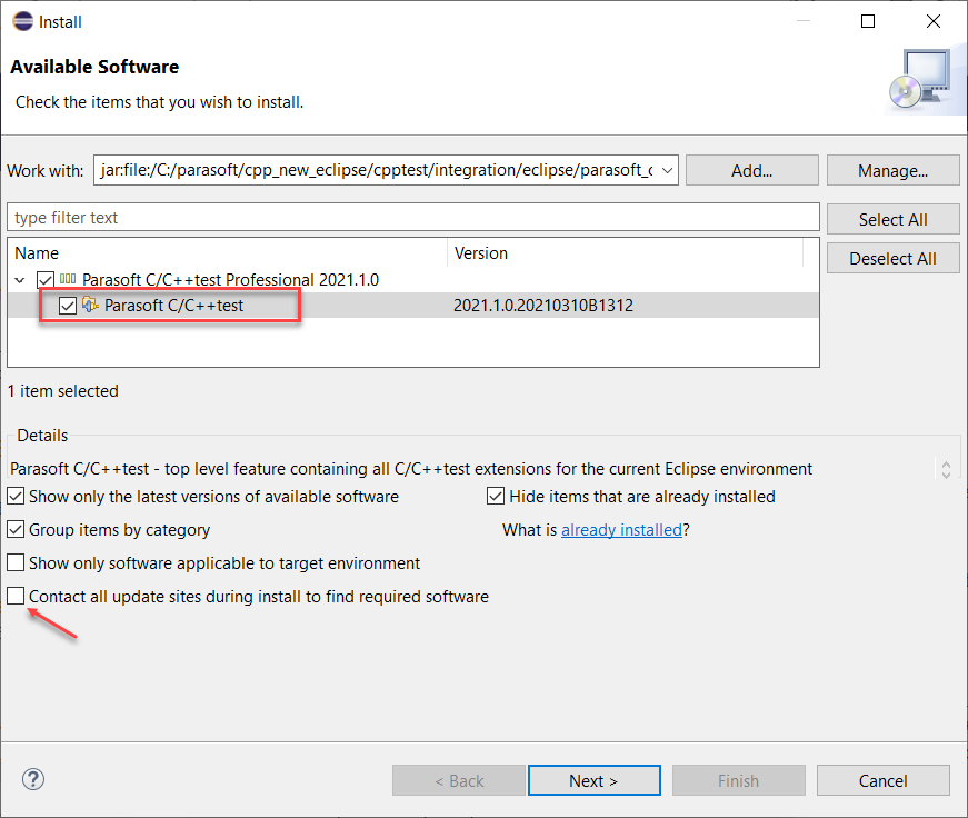 Installing And Launching C C Test Parasoft C C Test Professional