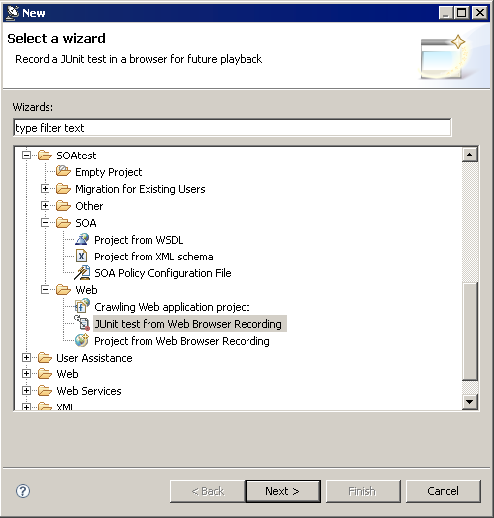 Generating Junit Tests From A Web Browser Recording Soatest 9108 Parasoft Documentation