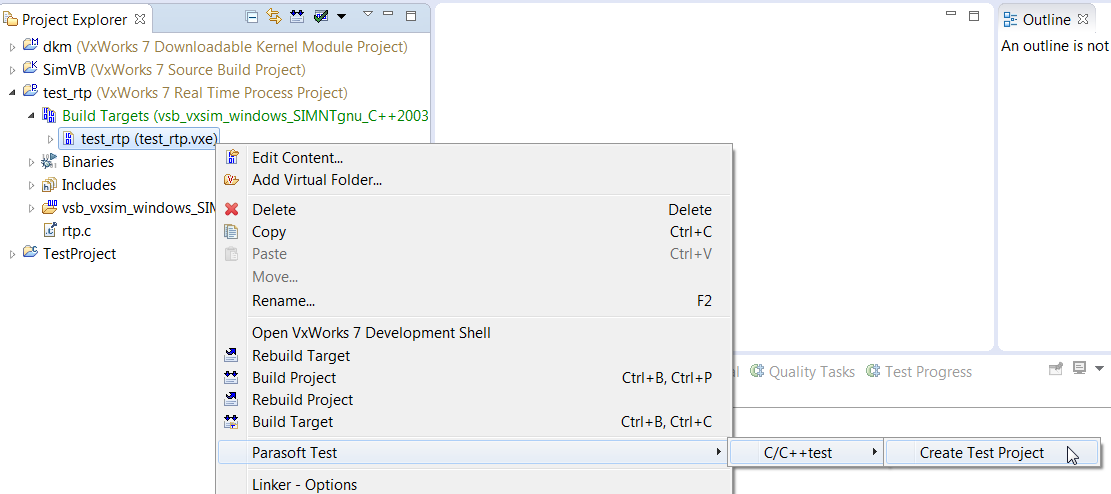 Using Test Projects With The C C Test Wind River Workbench Plugin